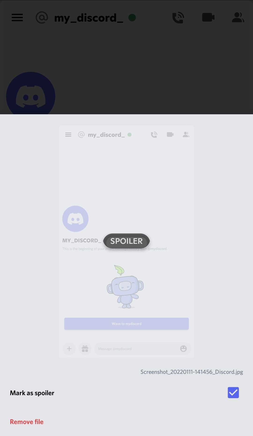 How to spoiler an image on discord mobile (iOS and Android)?
